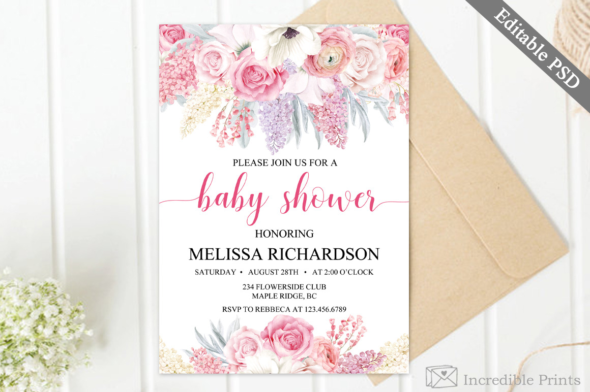 Spring Baby Shower Invitation, an Invitation Template by Blush Roses Print