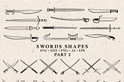 Sword Shapes & Crossed Swords Vector | Illustrations ~ Creative Market