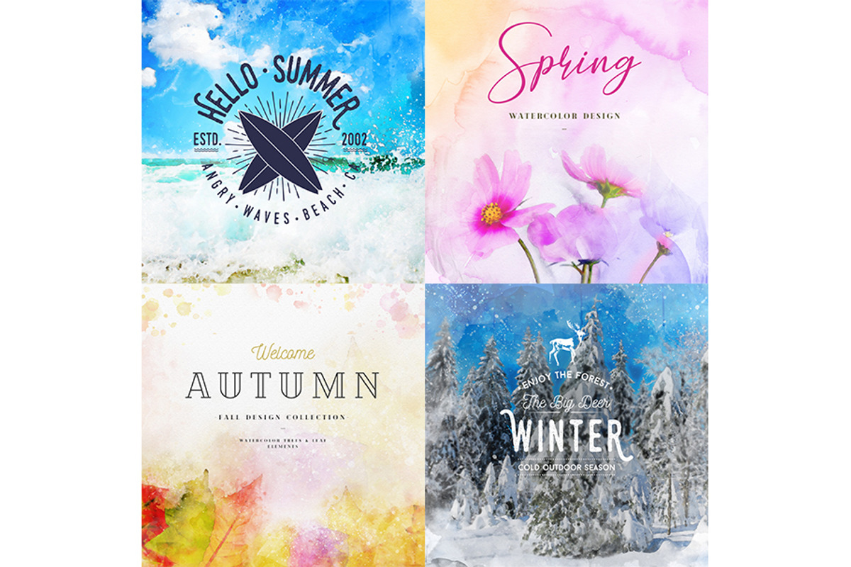 Watercolor Seasons Design, a Flyer Template by MDG