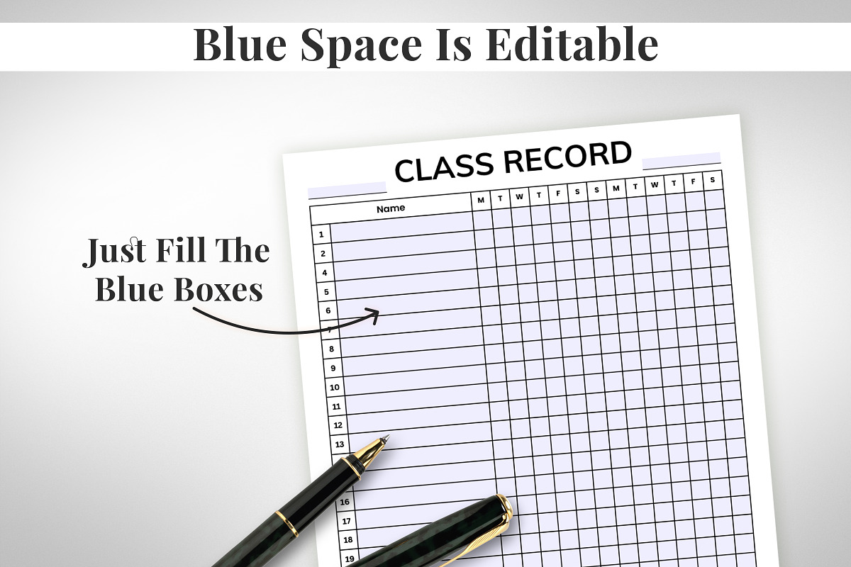 Class Record Printable, a Print Template by Snapybiz