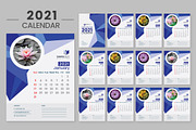 Blue Wall Calendar 2021, a Stationery Template by Cristal Pioneer