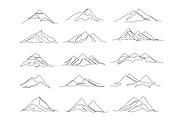 One line mountains. Linear mountain, an Illustration by winwin.art