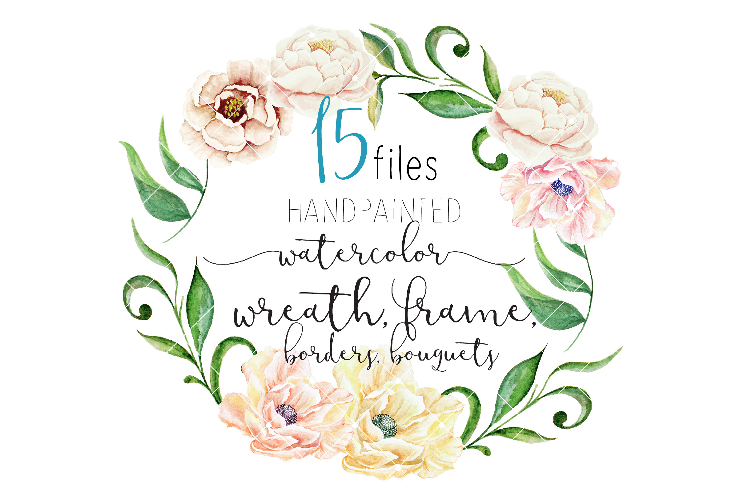 Watercolor flower Clipart, Wreath, an Illustration by LaMooore