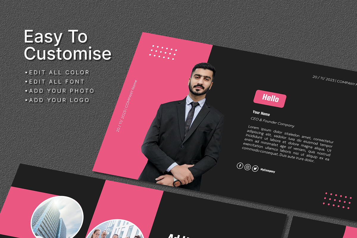 Black Pink Powerpoint Template, a Presentation Template by SKY CREATION