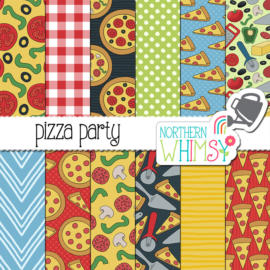 Pizza Party Seamless Patterns, a Pattern Graphic by Northern Whimsy Design