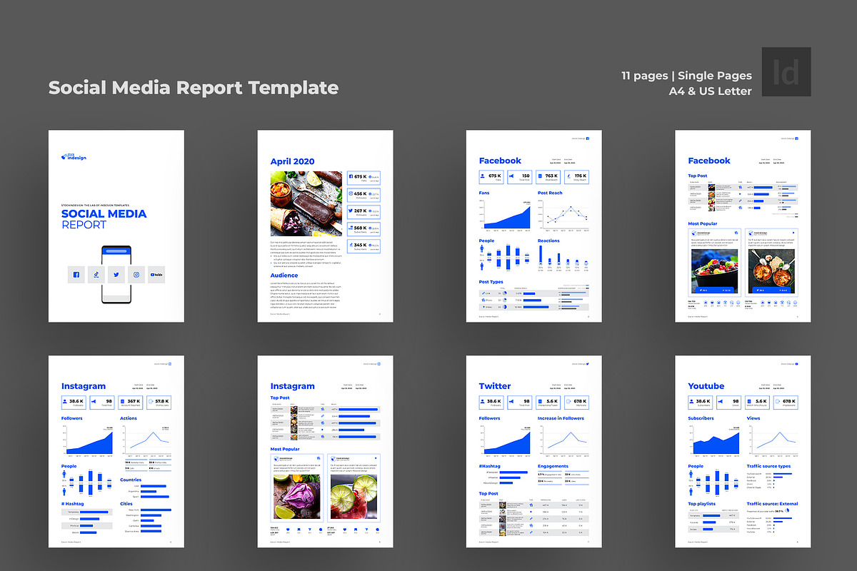 Social Media Report, a Brochure Template by StockInDesign | Creative Market