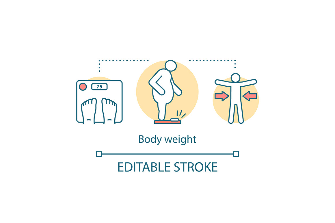 Body weight measurement concept icon, an Outline Icon by bsd studio
