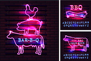 BBQ Neon Light Collection, a Decorative Illustration by Moloko88