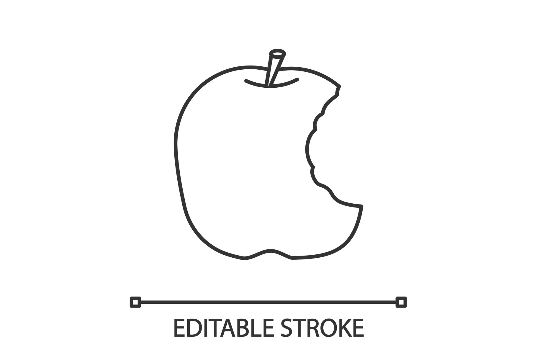 Bitten apple linear icon | Outline Icons ~ Creative Market