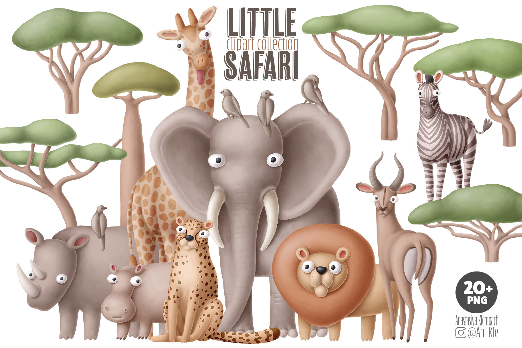 Little Safari clipart set, an Animal Illustration by An_Kle