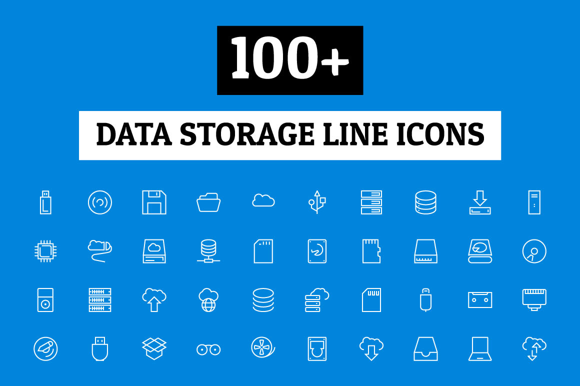 100+ Data Storage Line Icons | Outline Icons ~ Creative Market