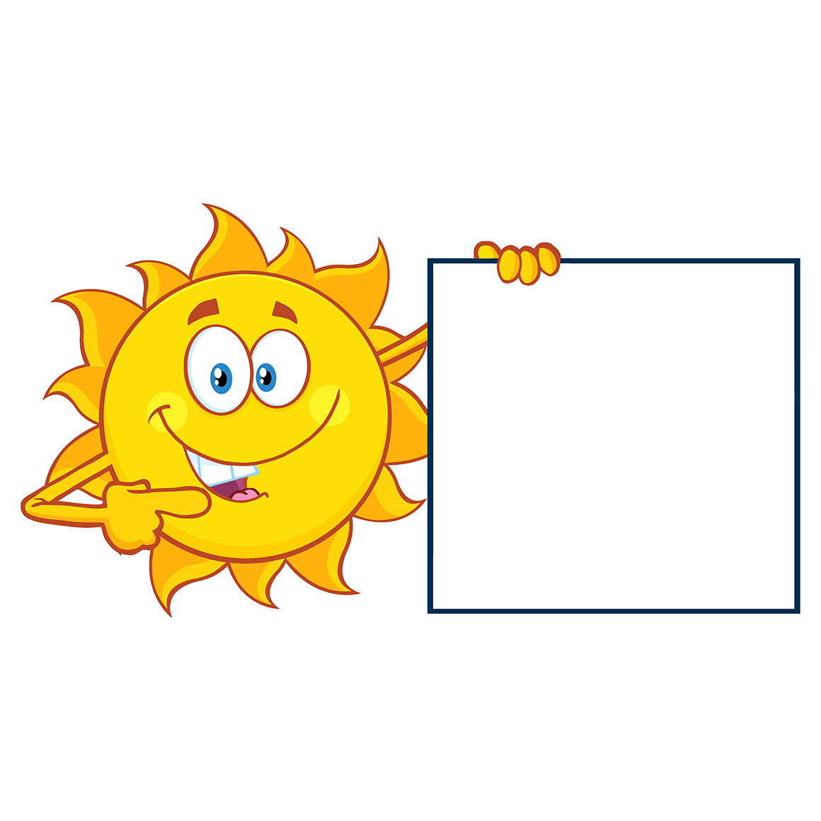 Talking Sun Pointing To A Blank Sign, an Illustration by HitToon
