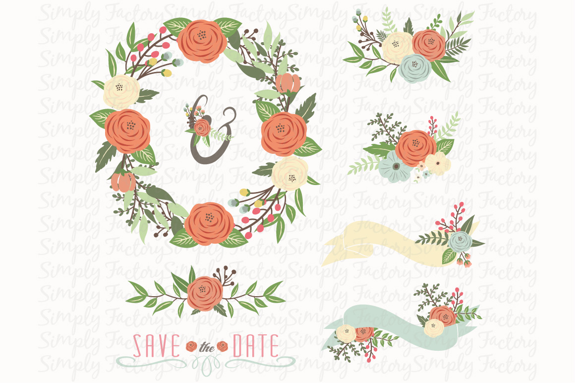 Rustic Wedding Floral Wreath, an Illustration by Simply Factory