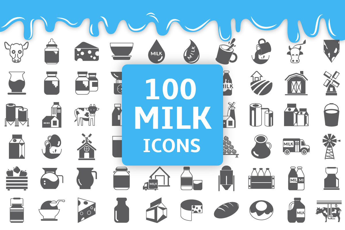 Milk and Dairy Product Icons, an Icon by Designfour