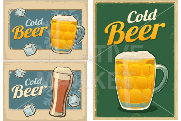 Poster cold beer and ice cubes, a Food Illustration by MoreVector