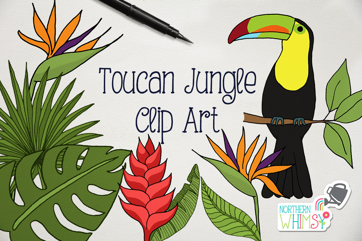 Toucan Jungle Clip Art, an Illustration by Northern Whimsy Design