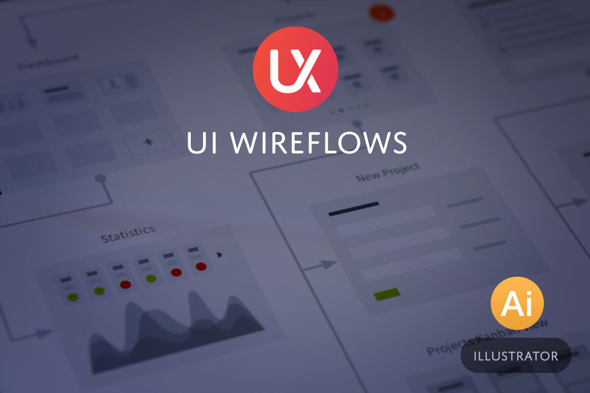 UI Wireflows for Illustrator, a Device Mockup by UX Kits | Creative Market
