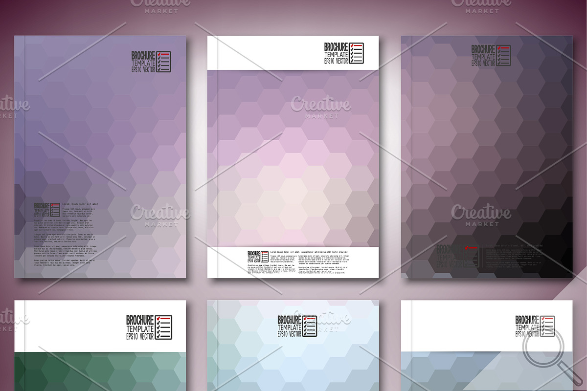 Hexagonal brochure or flyer patterns, a Work Illustration by VectorShop