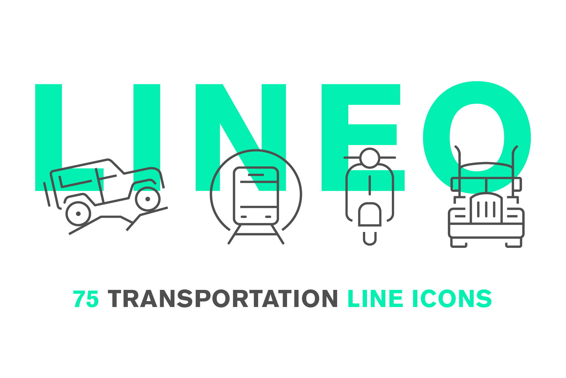 LINEO - 75 TRANSPORTATION ICONS, an Outline Icon by sharpnose