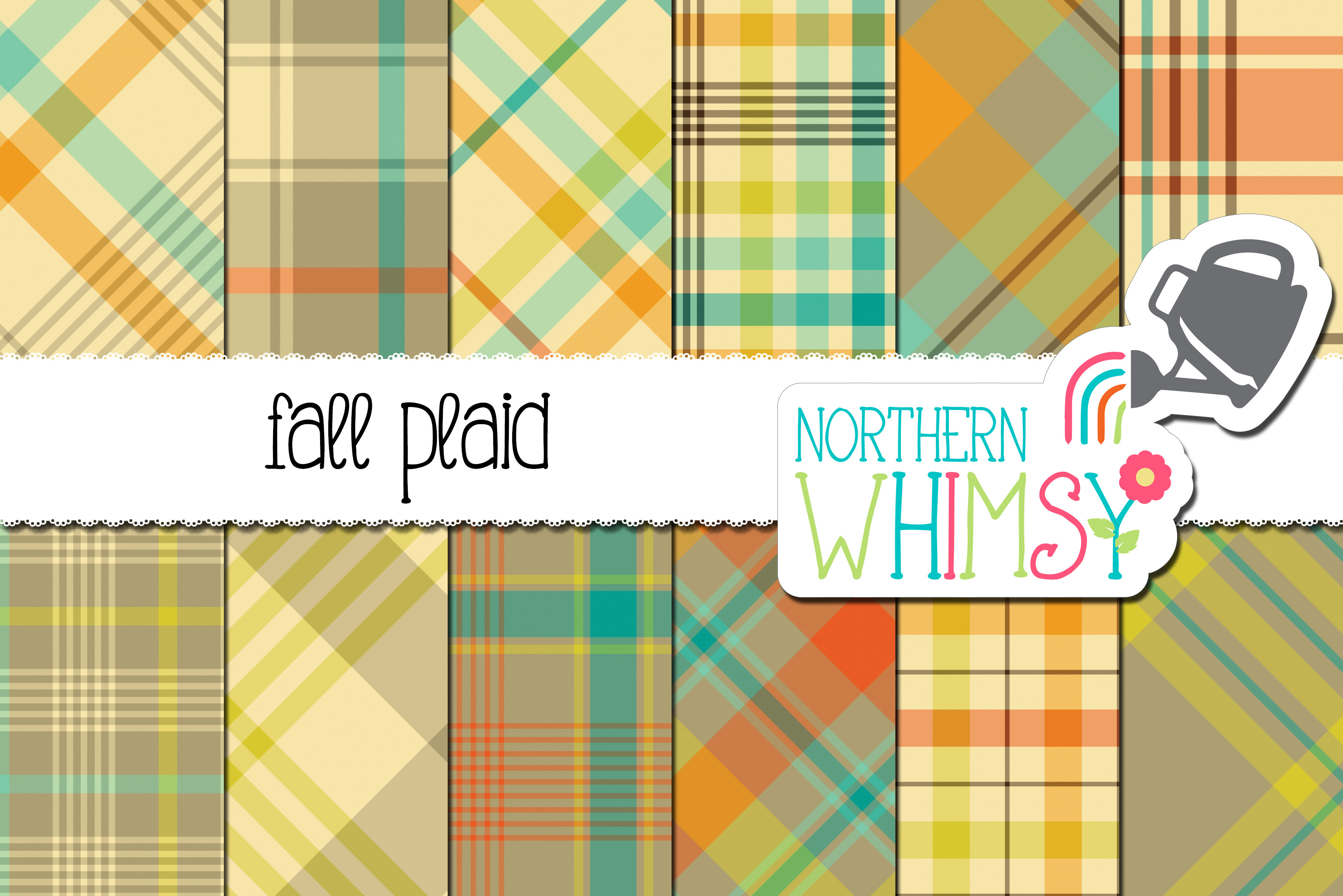 Fall Plaid Patterns - Bright Colors, a Pattern Graphic by Northern ...