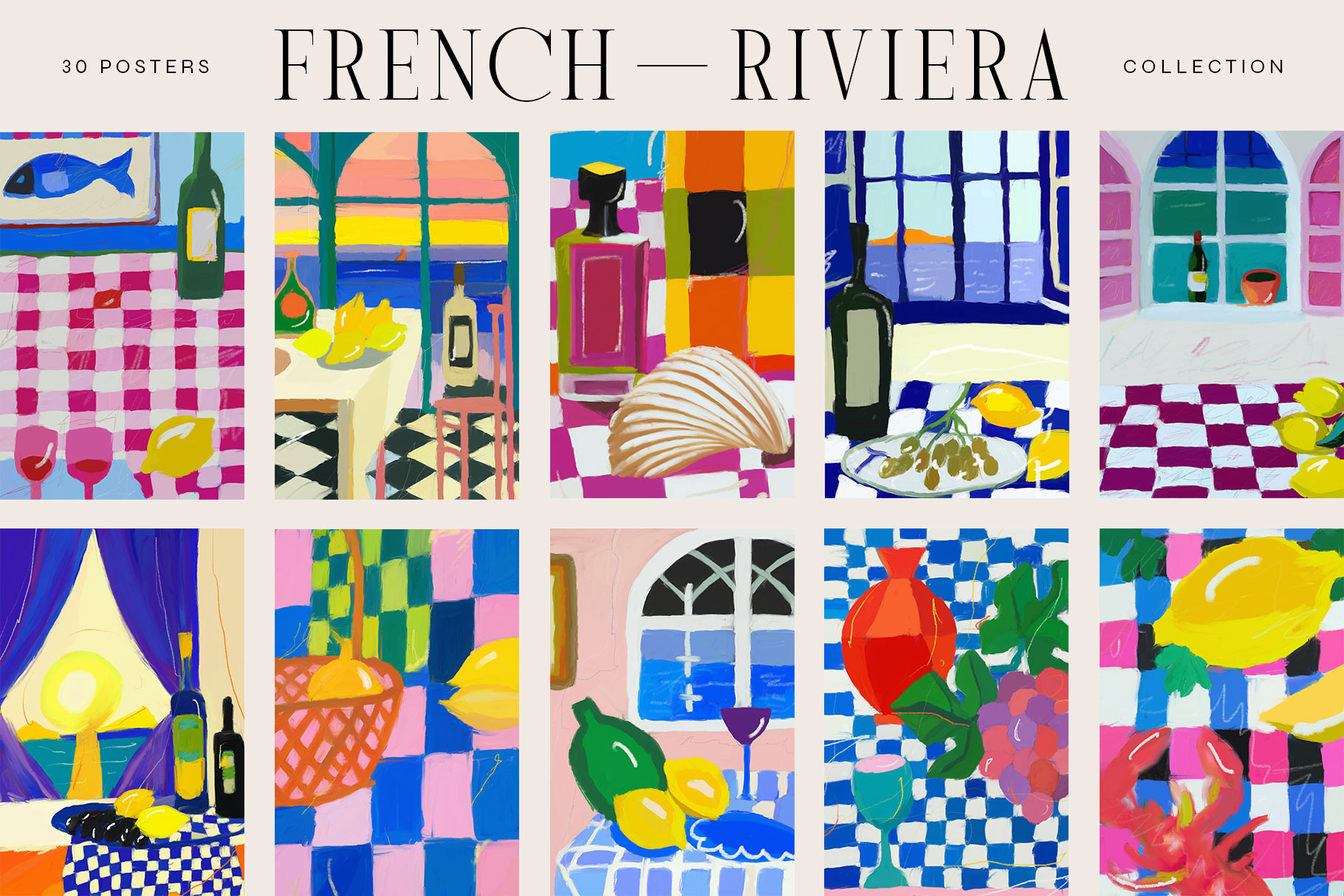 French Riviera Digital Poster Bundle