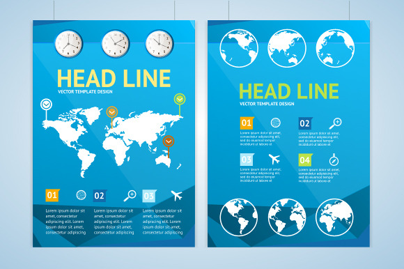 Maps brochure flyer design templates, a Work Illustration by More Shop