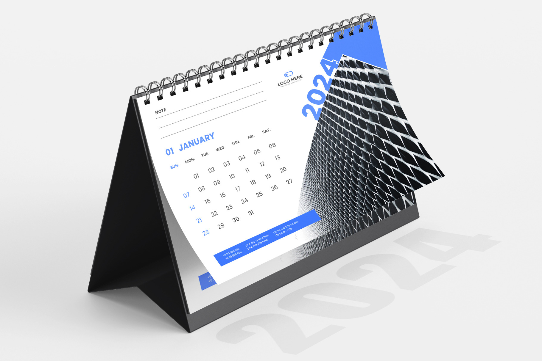 2024 Desk calendar design template, a Stationery Template by Tanmoy Topu