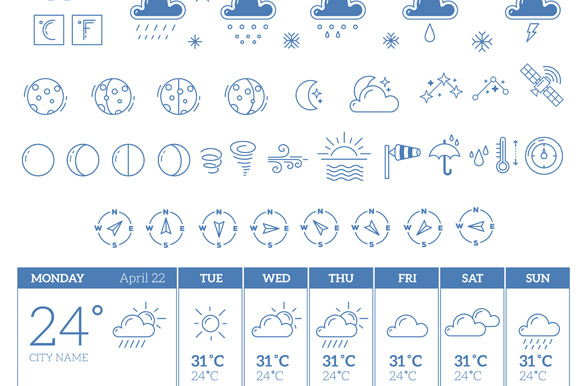 Big set of weather theme icons, an Icon by wowomnom