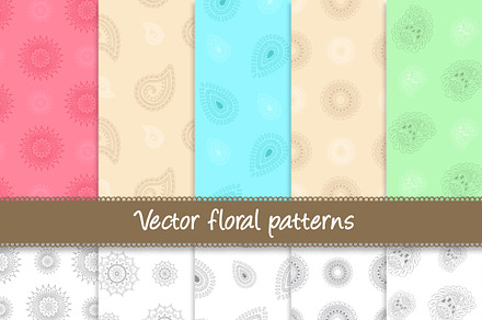10 Floral Vector Patterns, a Pattern Graphic by DeepDesign