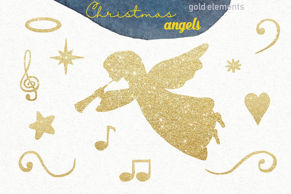 Christmas angels Watercolor clipart, an Illustration by Marina Ermakova