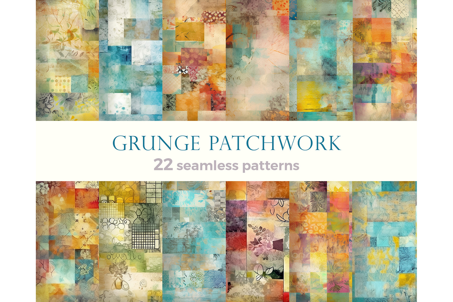 Patchwork seamless patterns grunge, a Pattern Graphic by Bubert Art
