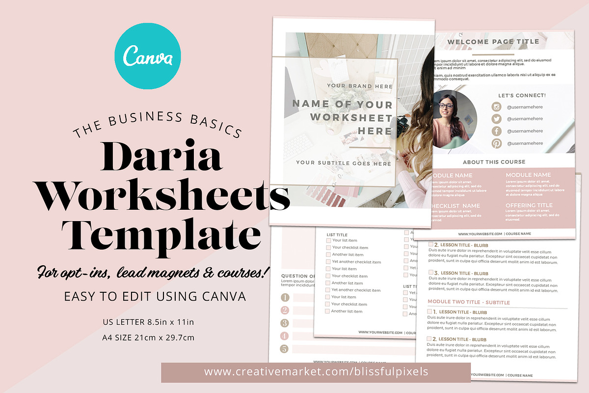 Daria - Worksheet or Course Template, a Marketing Template by Blissful ...