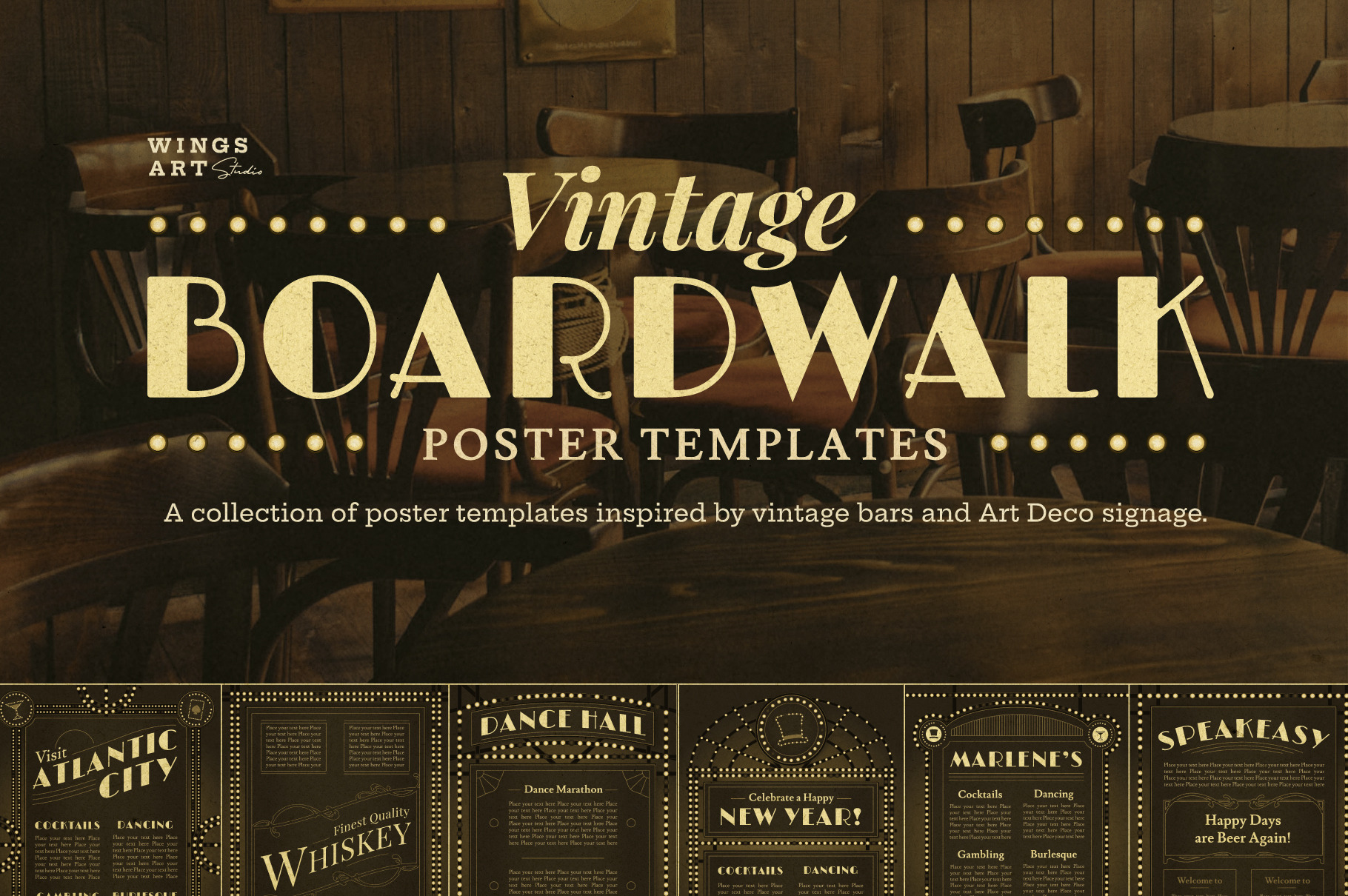 Vintage Boardwalk Poster Templates, a Decorative Illustration by ...