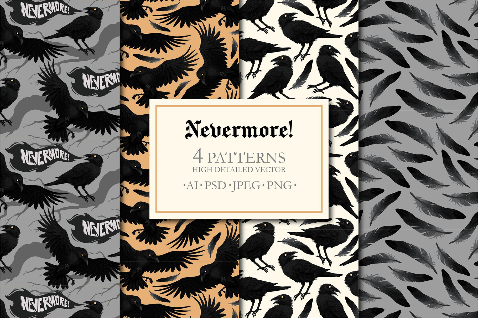 NEVERMORE Patterns, a Pattern Graphic by GreyLilac