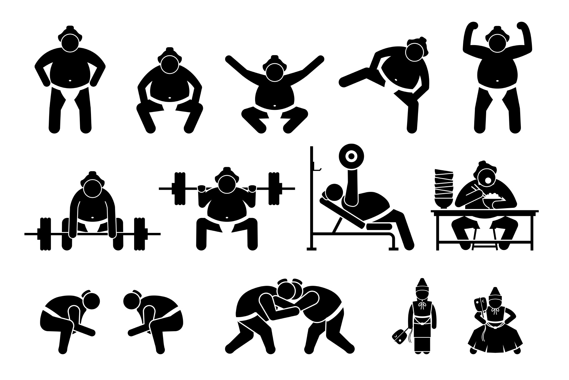 Japanese Sumo Wrestler Stick Figure, an Icon by Leremy Stick Figures