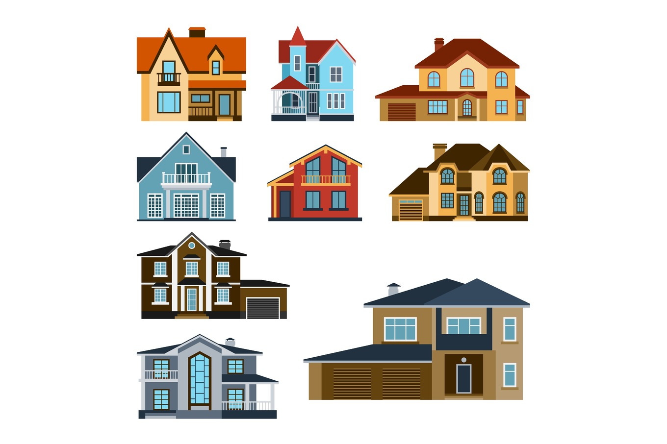 Houses front view vector illustration building architecture home ...