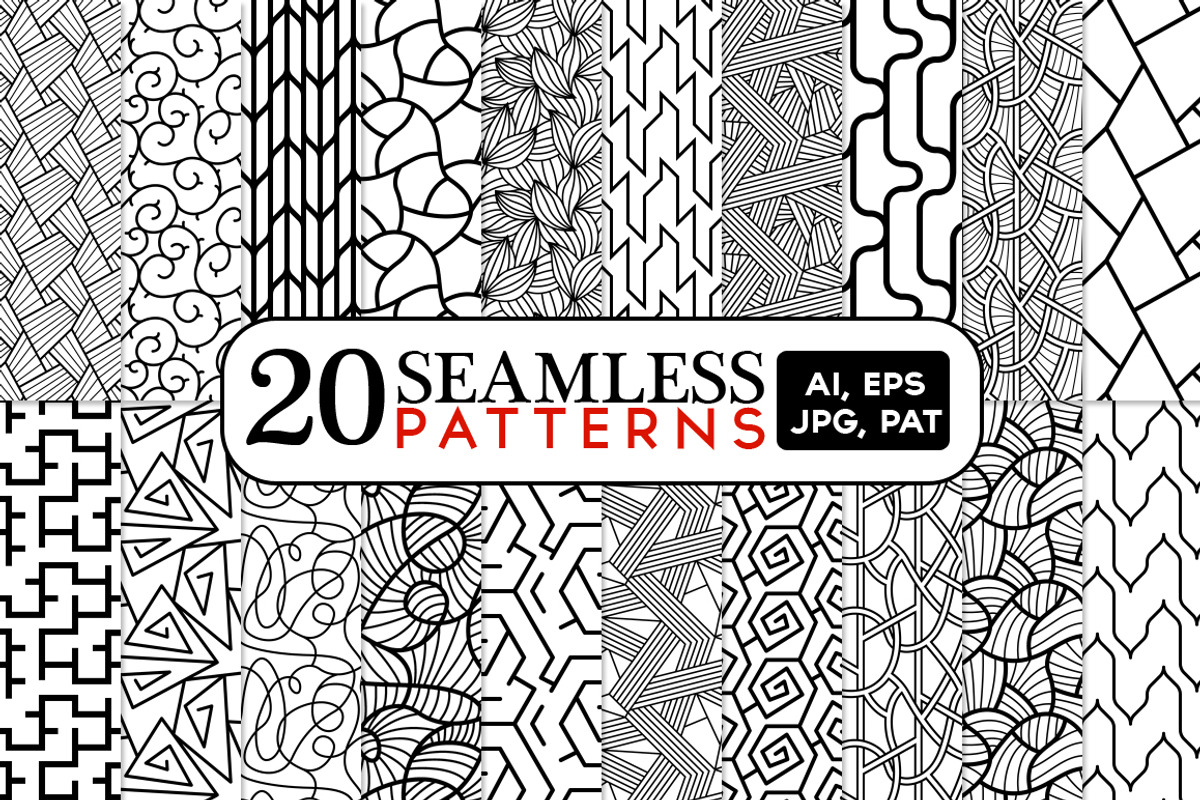 20 Abstract Line Seamless Patterns, a Pattern Graphic by pixaroma ...