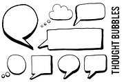 Speech and Thought Bubbles Clipart, a Graphic by Pepper