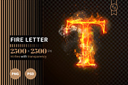 Fire Letter T of burning flame (PSD), an Illustration by Ron Dale