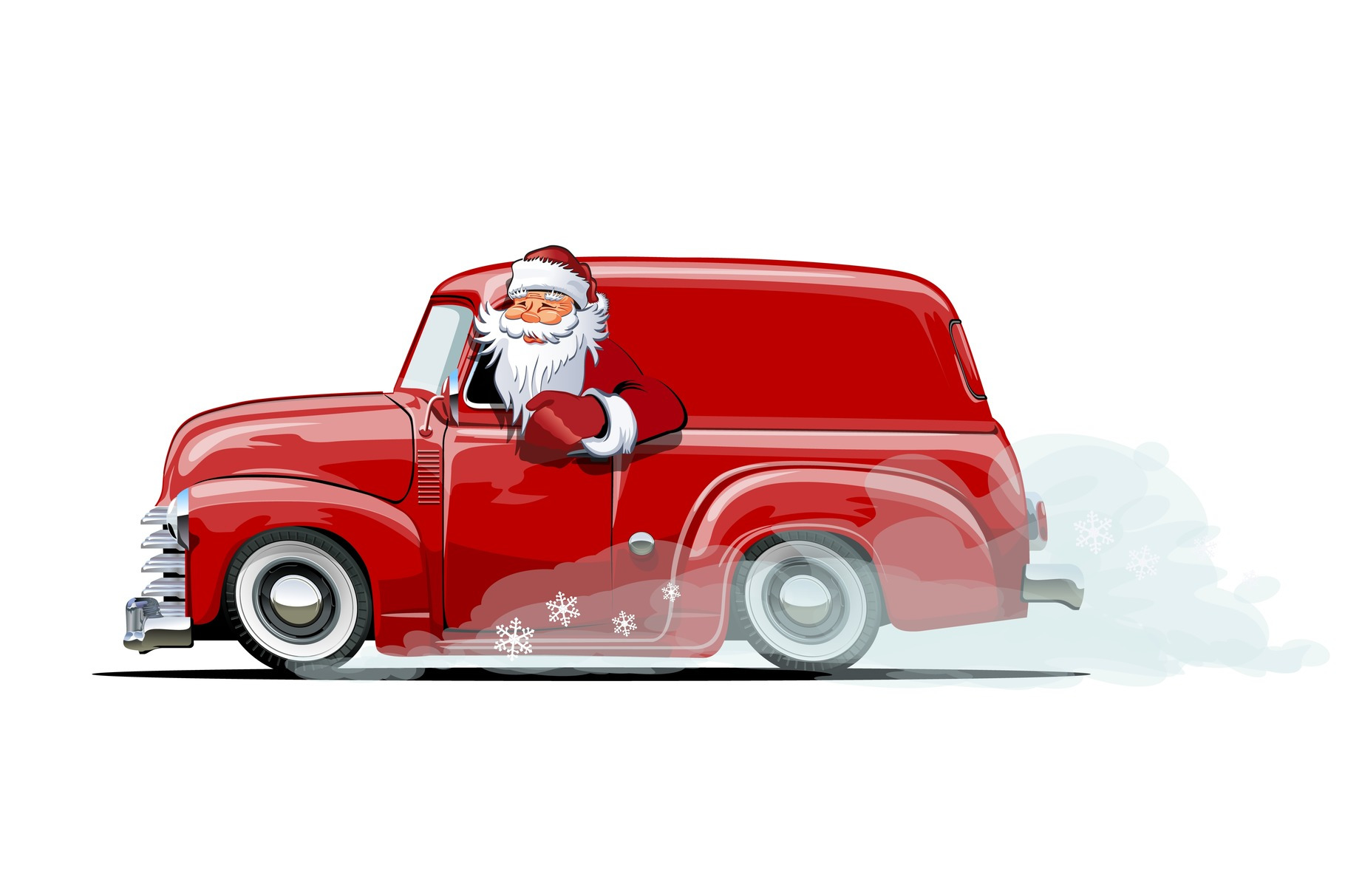 Cartoon retro Christmas van, a Transportation Illustration by Mechanik