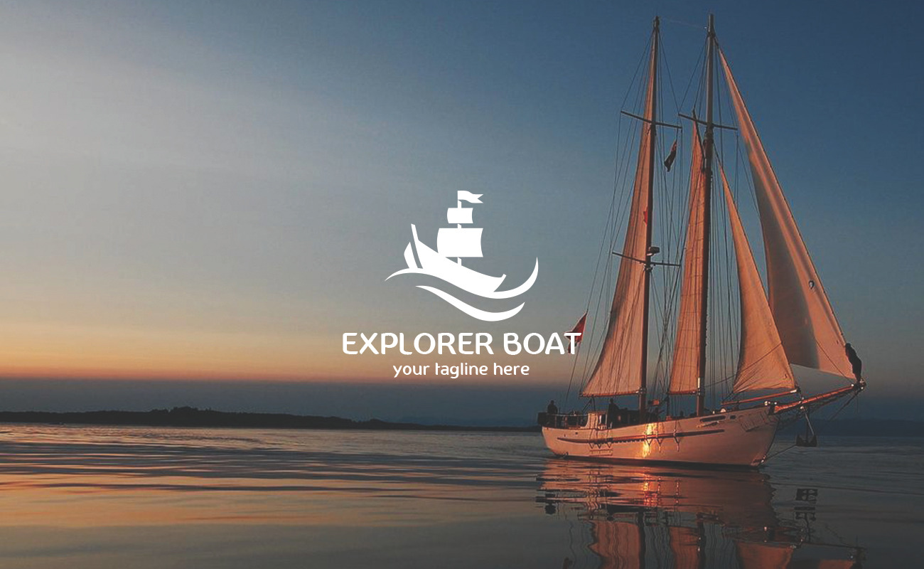 Explorer Boat Vector Logo Template | Creative Market