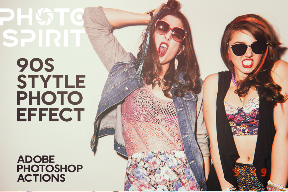 90s Style Photo Effects Photoshop, an Action Add-On by PhotoSpirit