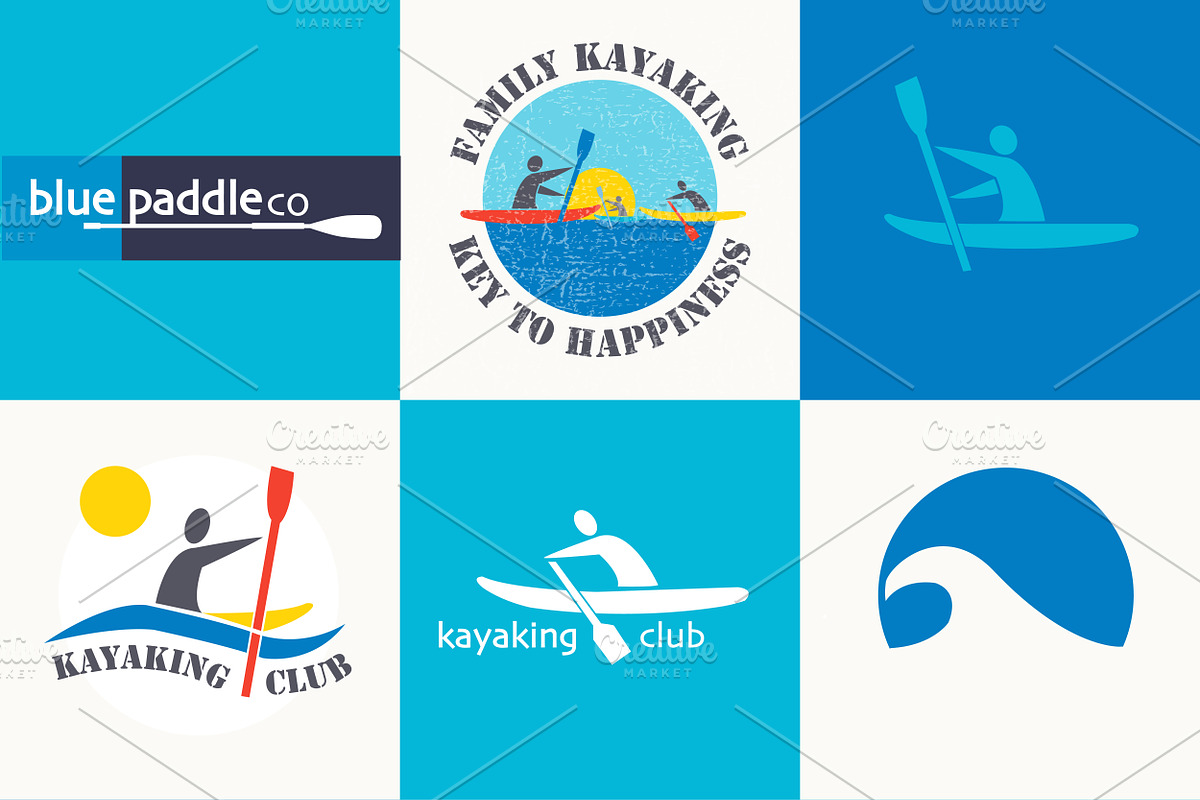 Kayak Logos & Badges Set, a Branding & Logo Template by Svetlana Kurako