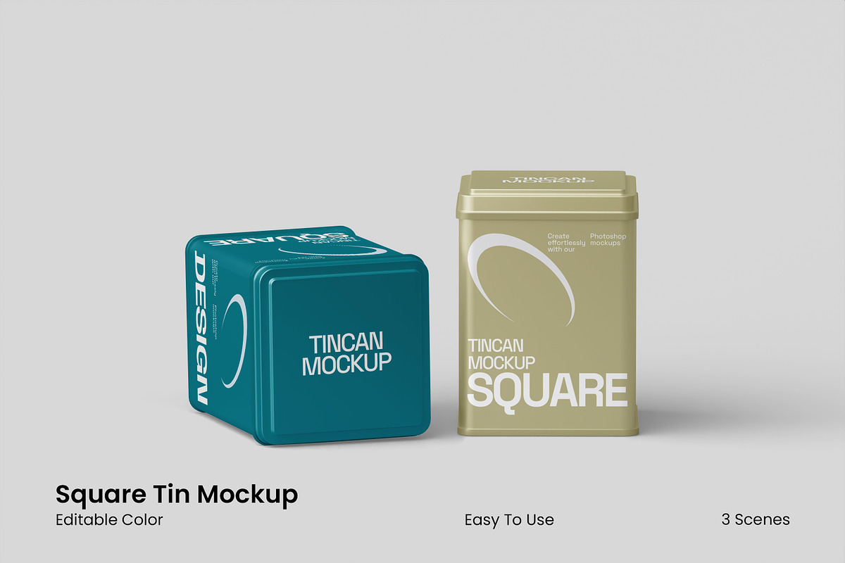 Square Tin Mockup, a Packaging Mockup by Unerispace