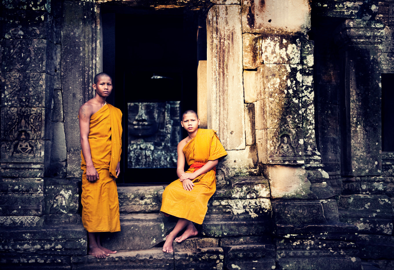 Portrait of combodian monk featuring actress, ancient, and angkor wat ...