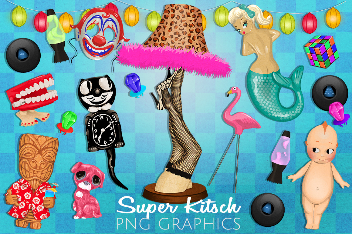 Super Kitsch Retro Graphics Set, an Object Graphic by Dapper Dudell