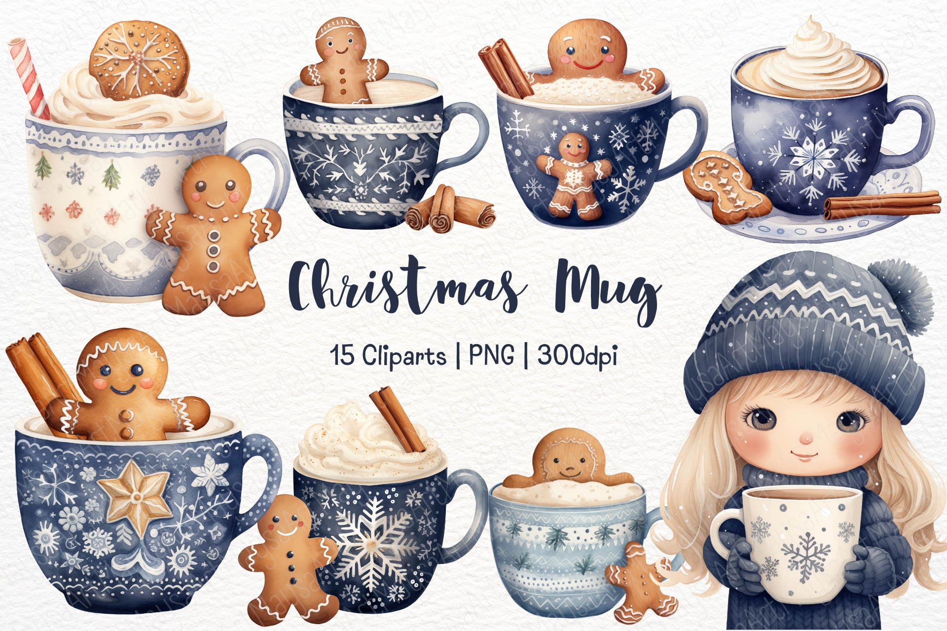 Christmas Mug Watercolor Clipart, a Decorative Illustration by Maysa Art