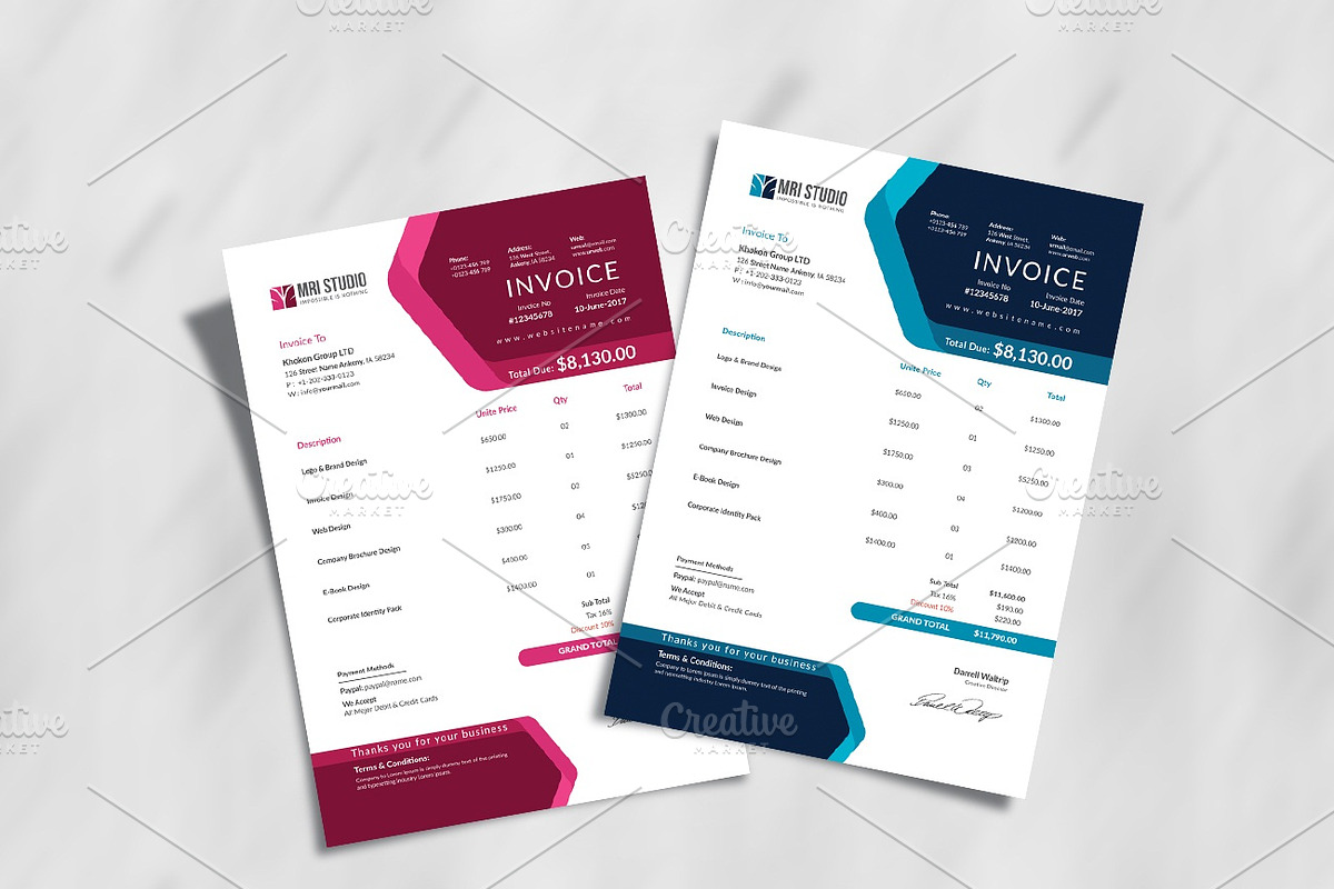 Creative Invoice Template, a Stationery Template by MRI STUDIO