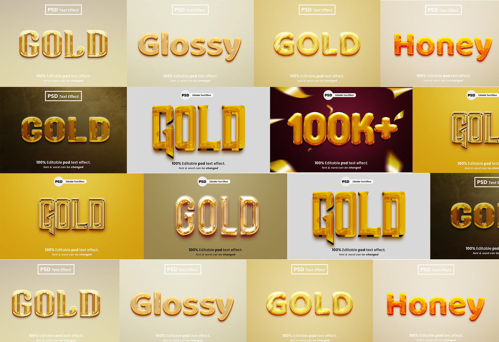 Gold Liquid 3D Text Effect Bundle | Creative Market