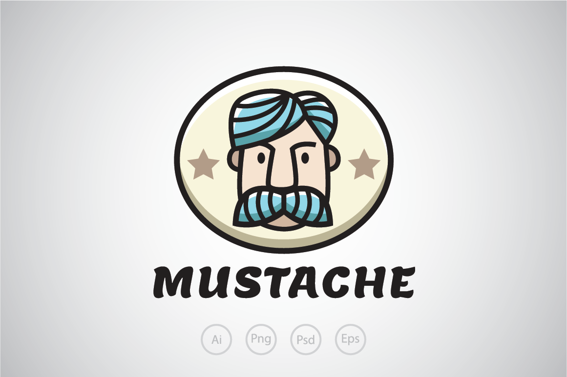 Old Man with Blue Mustache Logo, a Branding & Logo Template by Heavtryq ...